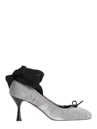 DIVINE FOLLIE Velvet Bow Detailed Pumps - Light Grey