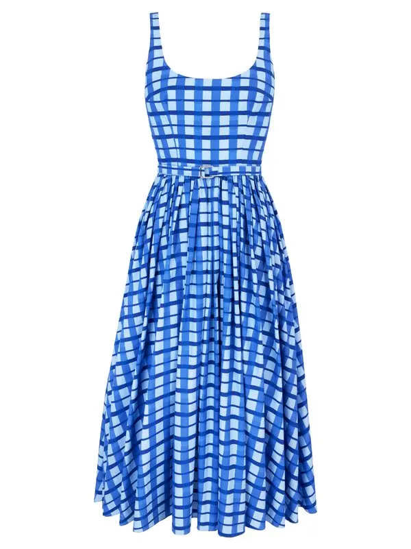EMILIA WICKSTEAD Eglantine Gingham Cotton Poplin Dress - Blue
