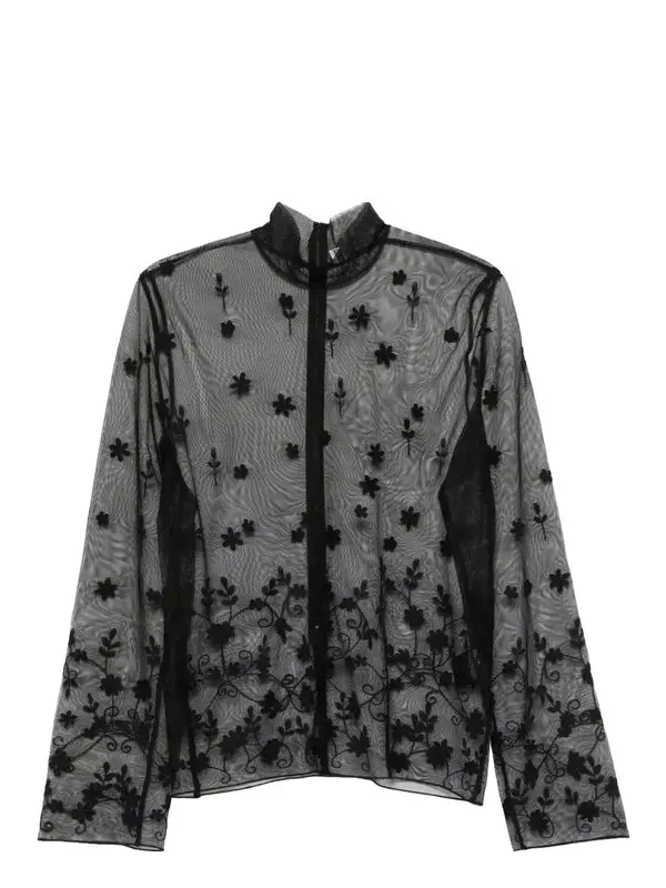 TOTEME Floral-embroidered Shirt - Black
