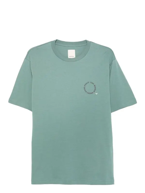 Emporio Armani Printed Organic Cotton T Shirt - Green
