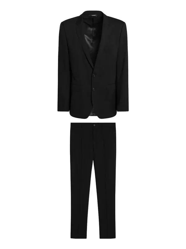 Dolce & Gabbana Single Breasted Virgin Wool Suit - Black