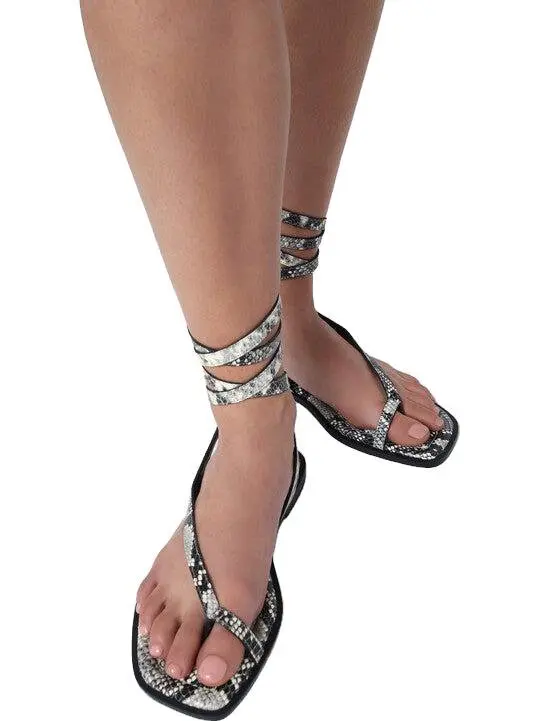 A.emery Heidi Snake-effect Leather Sandals - White