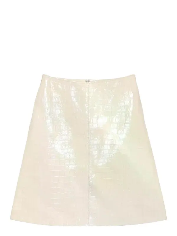 TOTEME Crocodile-embossed A-line Skirt - Neutrals