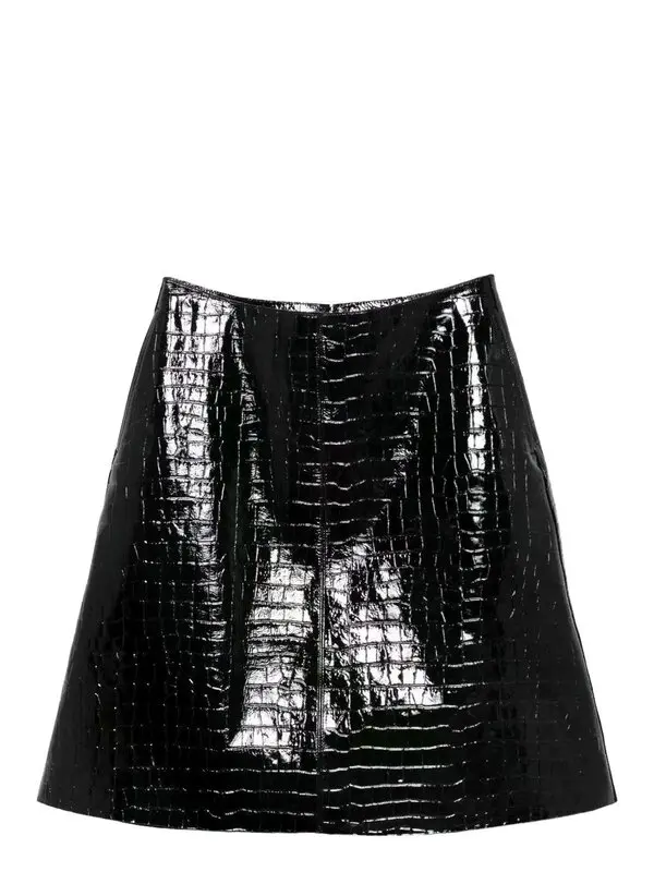 TOTEME Crocodile-embossed A-line Skirt - Black