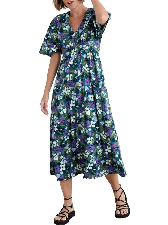 SEASALT CORNWALL Chateaux Floral Organic Cotton Maxi Dress - Crayon Floral Dark Drift