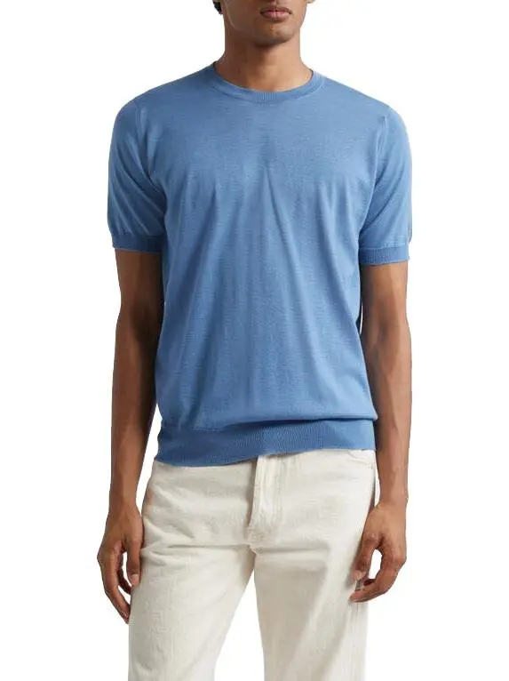 John Smedley Hilcote Merino Wool & Sea Island Cotton Gauze T-shirt - Azul