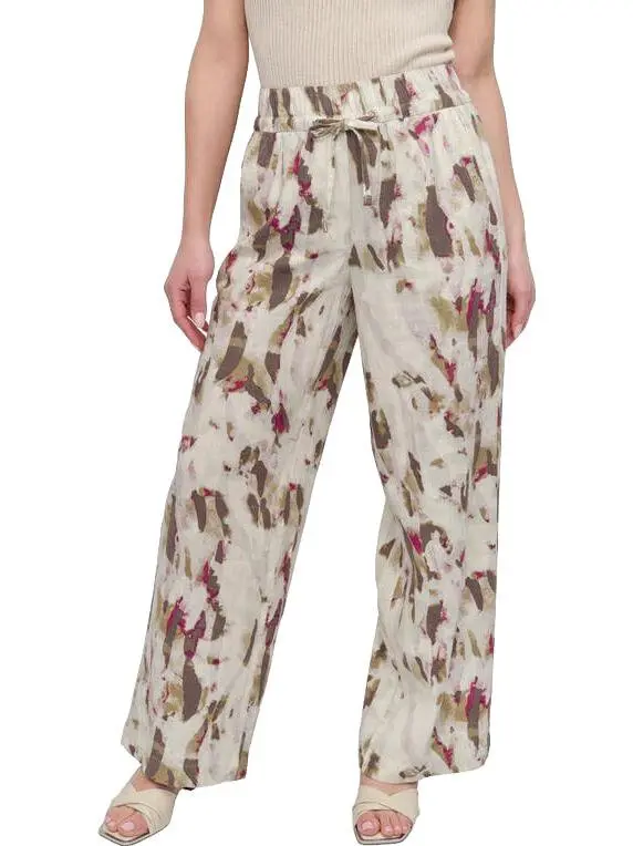 Dkny Printed Linen Blend Drawstring Pants - Shattered Tiger