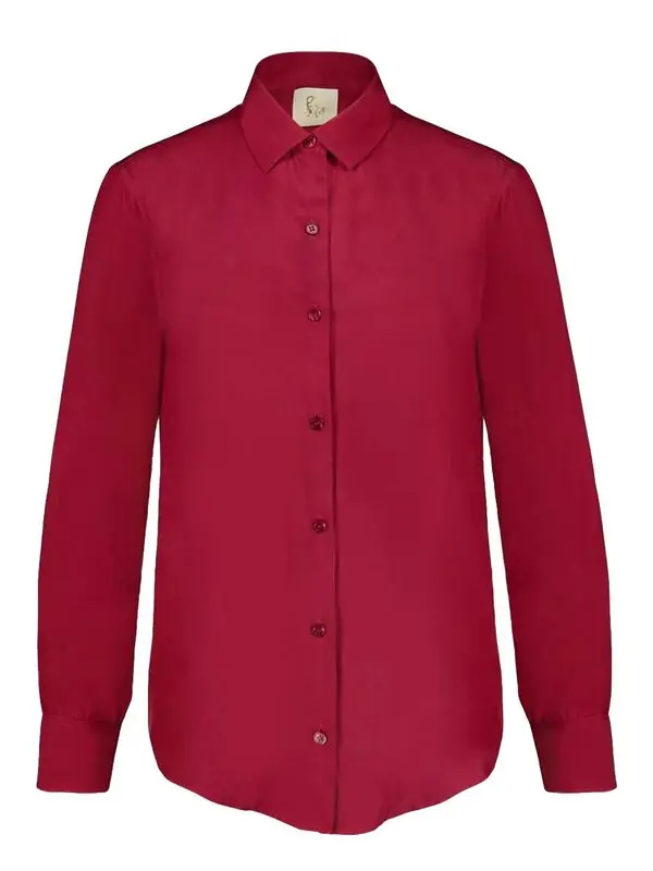 PAULA Silk Button Down Shirt - Red