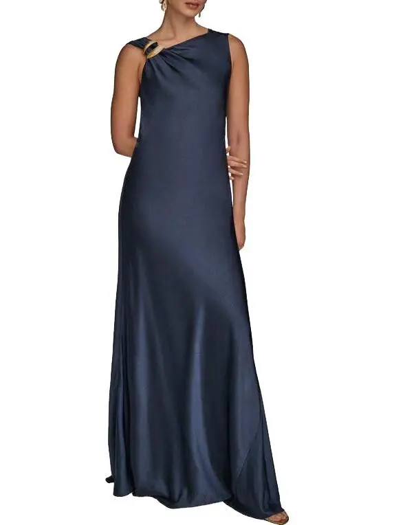 Donna Karan New York Asymmetric Cowl-back Satin Gown - Nightfall