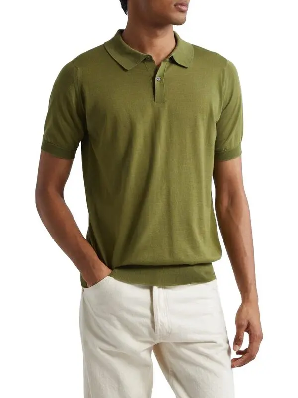 John Smedley Leyburn Merino Wool & Sea Island Cotton Gauze Polo - Verne