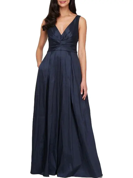 Alex Evenings Sleeveless Stretch Taffeta Gown - Dark Navy
