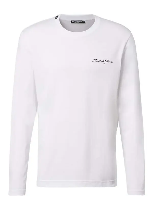 Dolce & Gabbana Logo Embroidered Cotton Jersey T-shirt - White