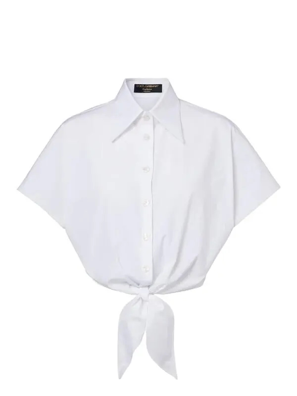 Dolce & Gabbana Cropped Cotton-blend Shirt - White