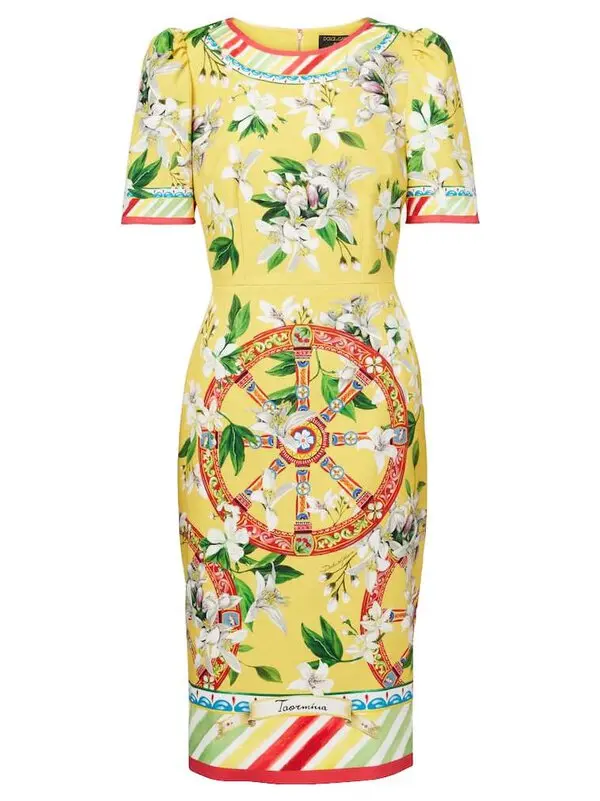 Dolce & Gabbana Printed Cotton-blend Midi Dress - Yellow