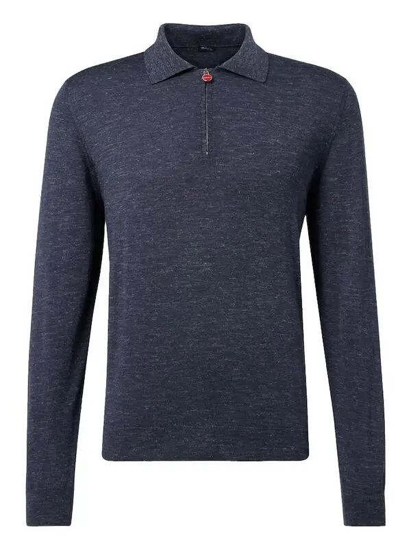 Kiton Silk, Cashmere, And Linen Half-zip Sweater - Blue