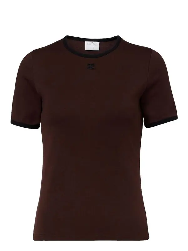 COURREGES Logo Cotton T-shirt - Brown
