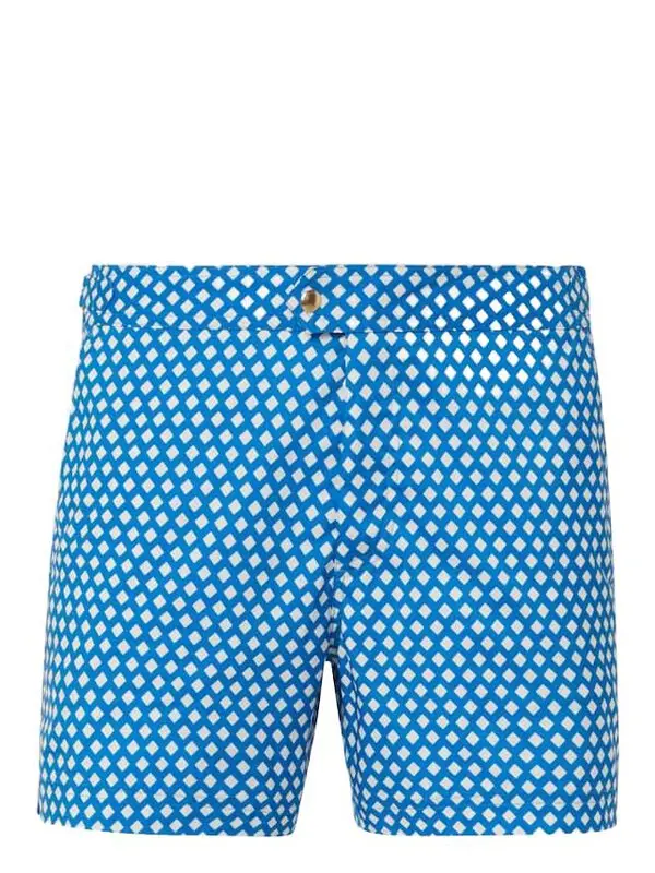 TOM FORD Checked Swim Trunks - Blue