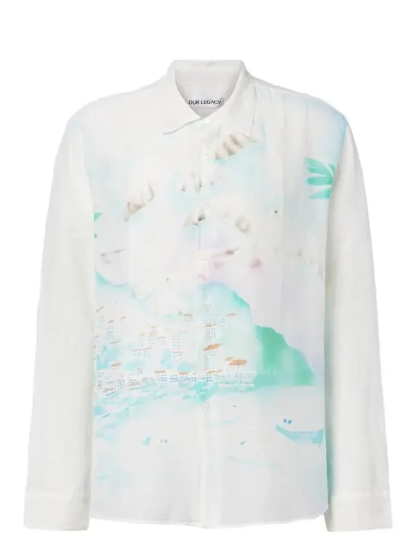 Our Legacy Adorn Printed Cotton And Silk Shirt - White