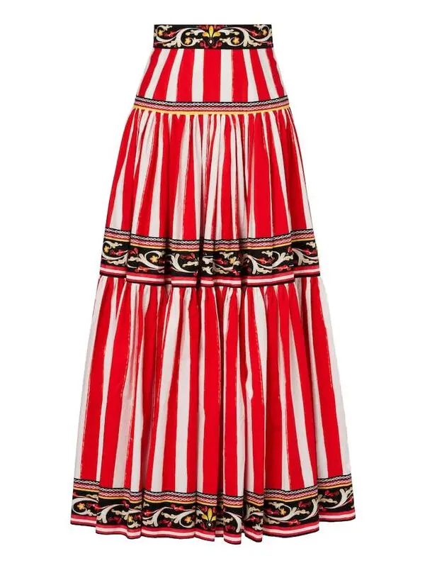 Dolce & Gabbana Taormina Striped Cotton Maxi Skirt - Multicoloured