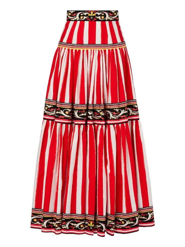 Dolce & Gabbana Taormina Striped Cotton Maxi Skirt - Multicoloured