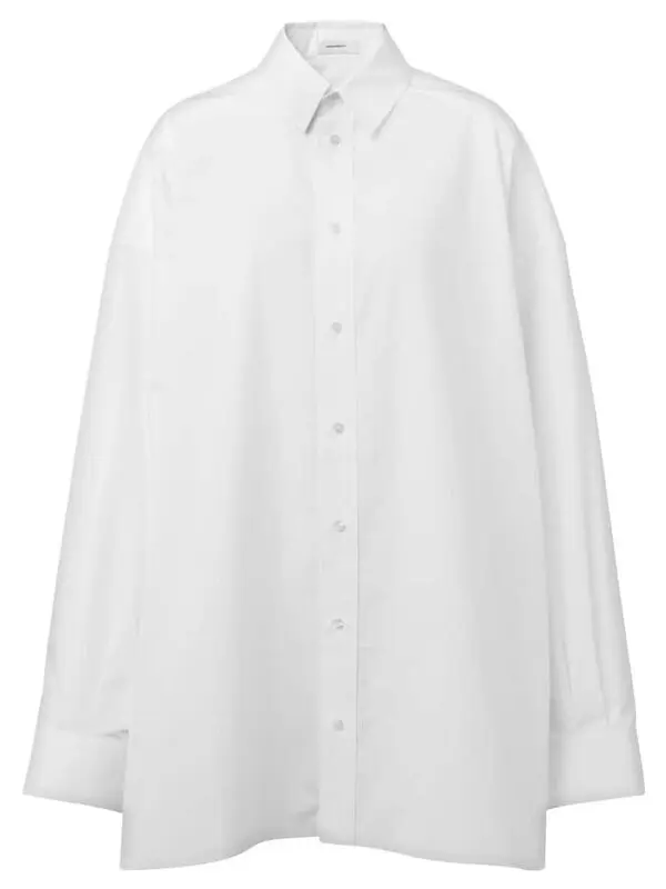 Wardrobe.NYC Oversized Cotton Poplin Shirt Dress - White