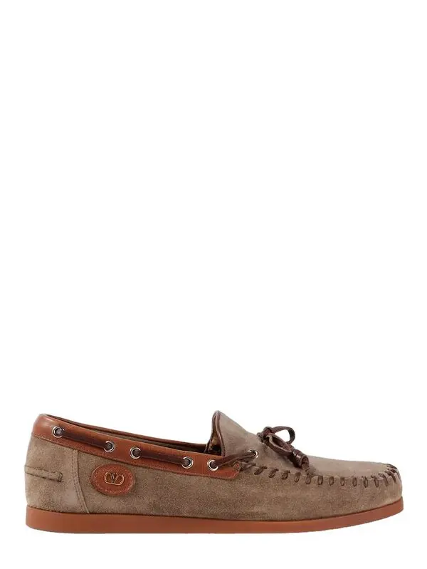 Valentino Garavani Palm Avenue Suede Boat Shoes - Brown