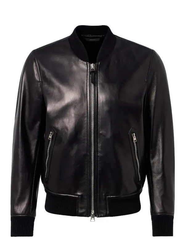 TOM FORD Leather Bomber Jacket - Black
