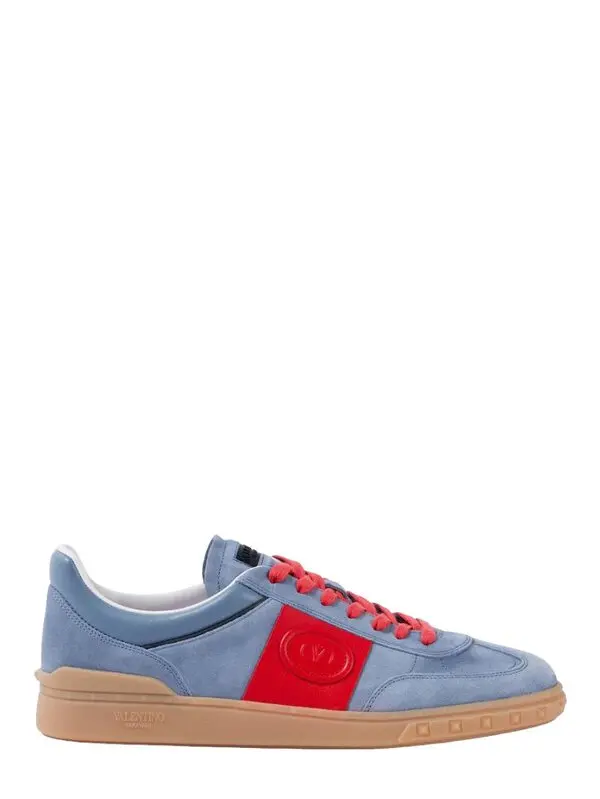 Valentino Garavani Leather-trimmed Suede Sneakers - Blue