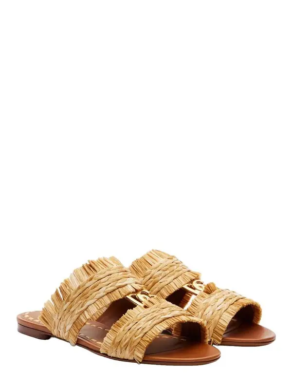 Dolce & Gabbana Dg Braided Raffia-effect Sandals - Beige