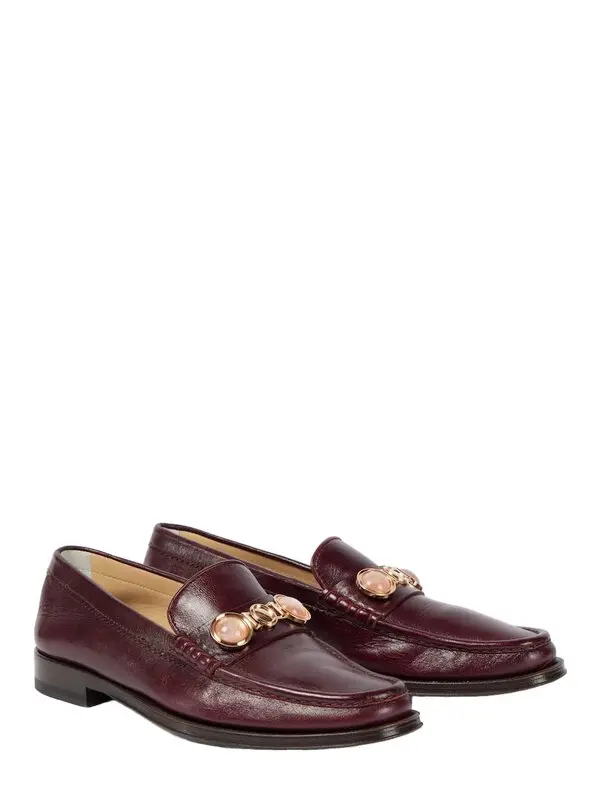 Gabriela Hearst Melchora Embellished Leather Loafers - Burgundy