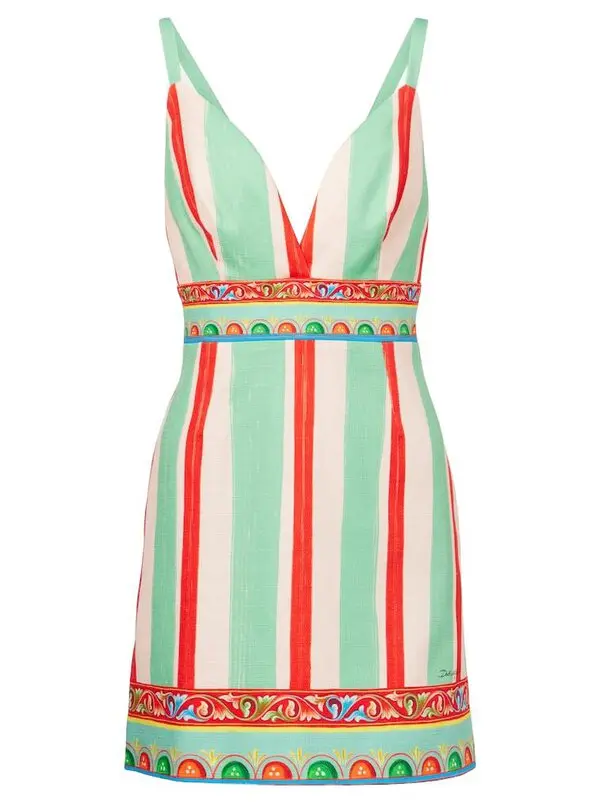 Dolce & Gabbana Taormina Striped Cotton-blend Minidress - Multicoloured