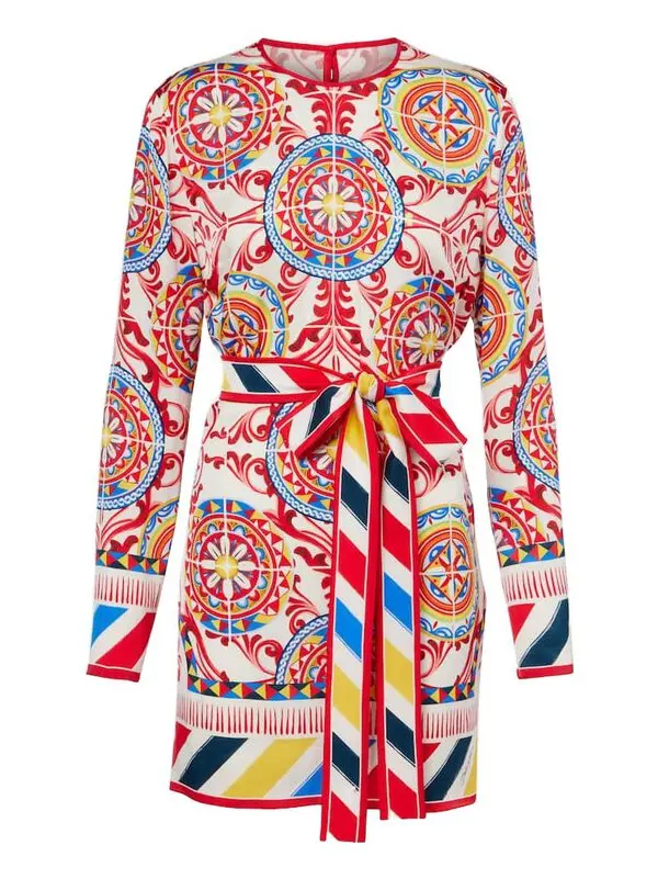 Dolce & Gabbana Belted Printed Silk Top - Multicoloured