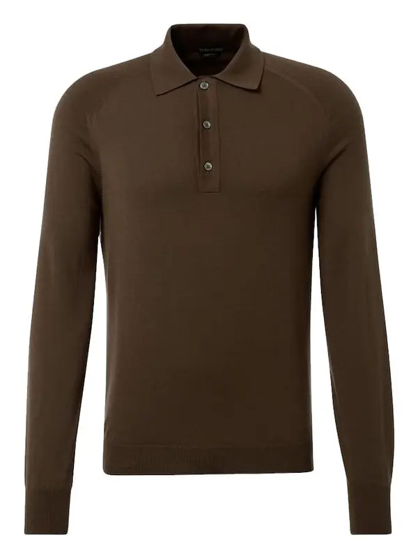 TOM FORD Wool Polo Shirt - Brown