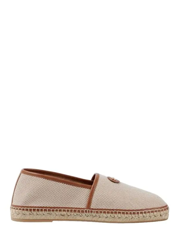 Valentino Garavani Vlogo Leather-trimmed Canvas Espadrilles - Beige