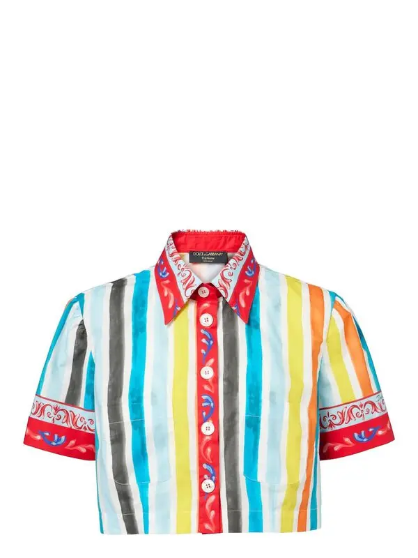 Dolce & Gabbana Striped Cropped Cotton Top - Multicoloured