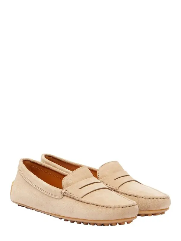 TOD'S Gommino Bubble Suede Driving Shoes - Beige