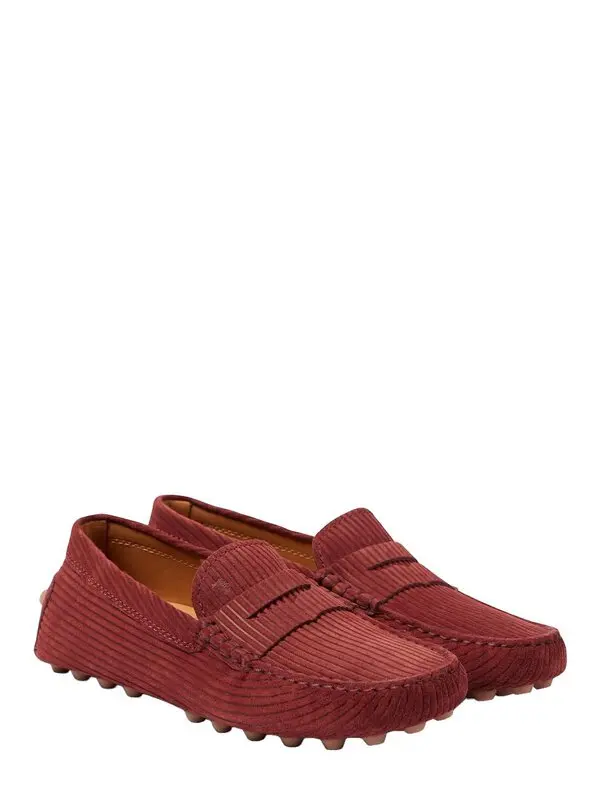 TOD'S Gommino Bubble Suede Driving Shoes Rosso India - Red