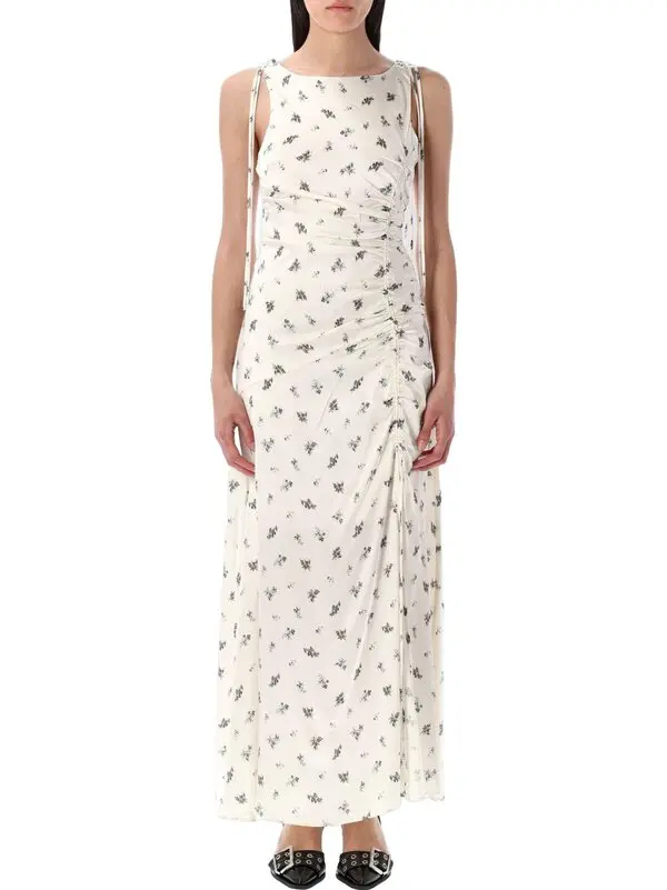 GANNI Floral Print Dress - White