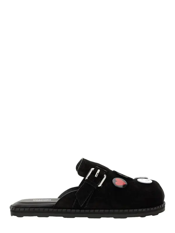 Moschino Embellished Buckled Slip-on Shoes - Black