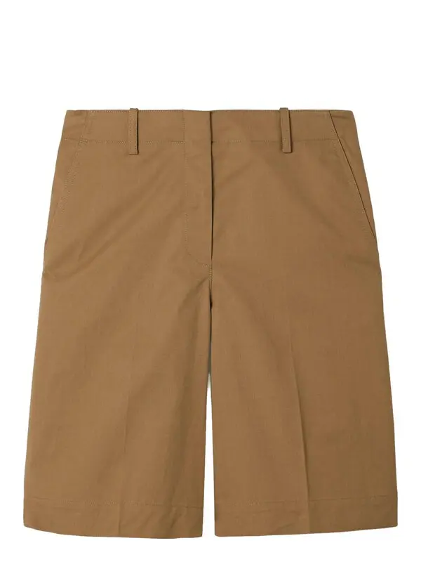 Theory Cotton-poplin Tailored Shorts - Brown