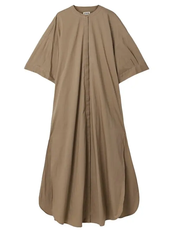 Staud Enzo Maxi Shirt Dress - Neutrals