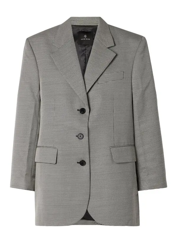 ANINE BING - Sara Houndstooth Wool-Blend Blazer
