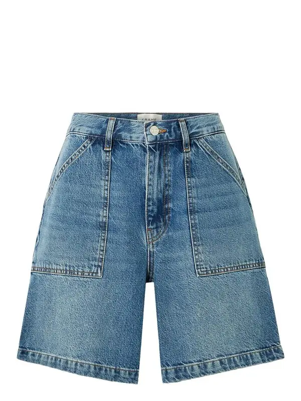 FRAME The Utility Organic Denim Shorts - Blue