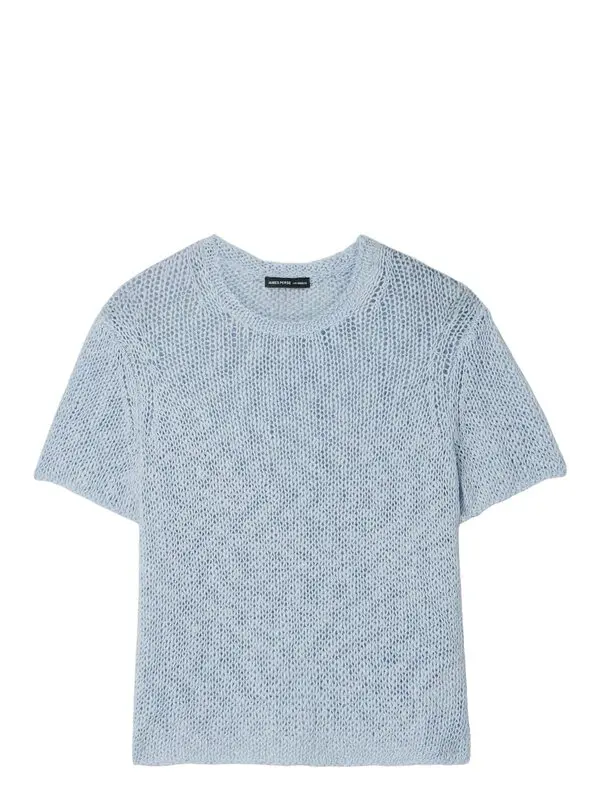 JAMES PERSE Open-knit Cotton And Linen-blend T-shirt - Blue