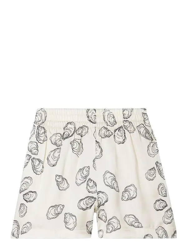ANINE BING Kam Printed Silk-blend Charmeuse Shorts - Off-white