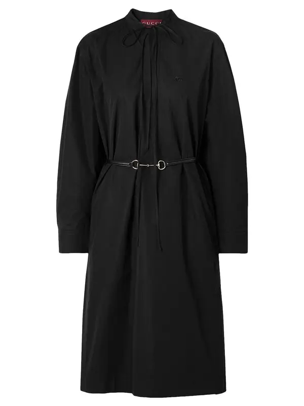 Gucci Belted Cotton-poplin Shirt Dress - Black
