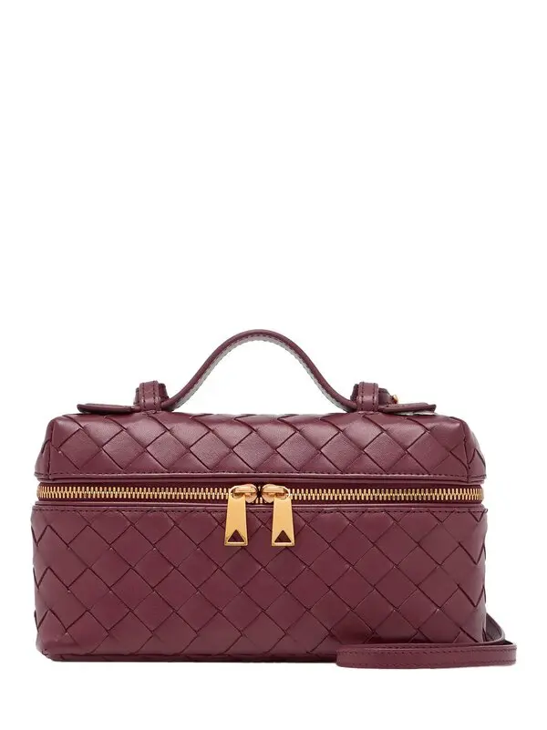 Bottega Veneta Intrecciato Leather Vanity Case - Burgundy