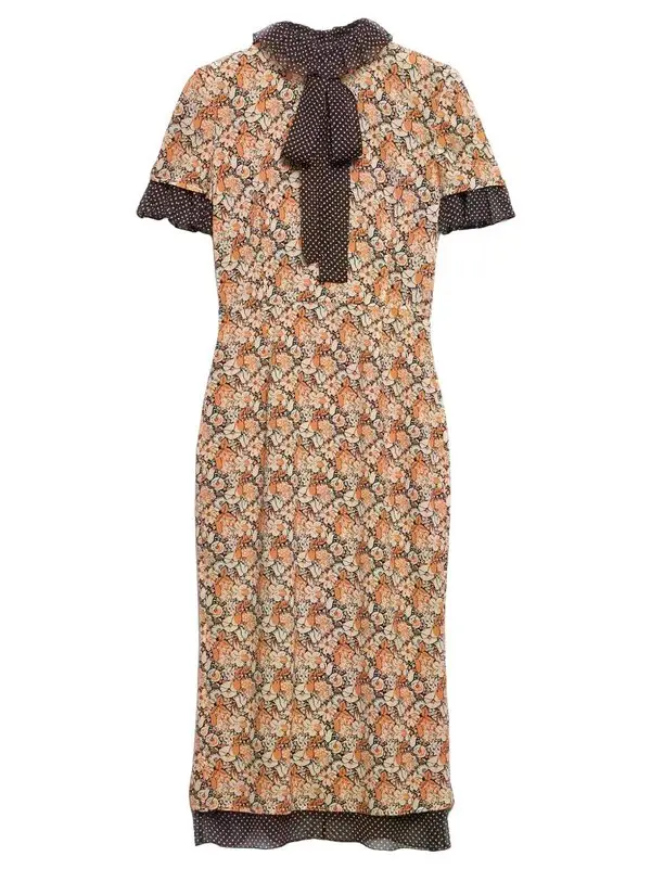 Prada Printed Midi Dress - Orange