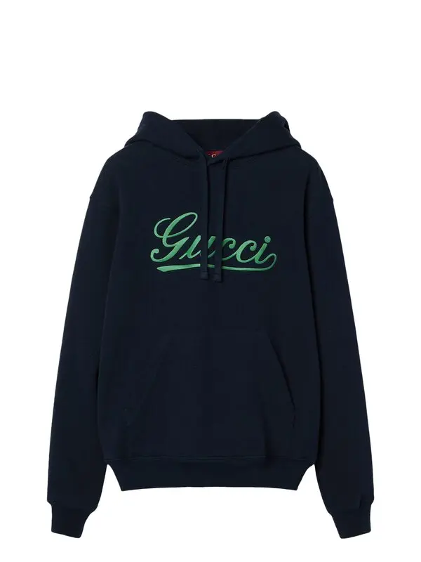 Gucci Script Logo Hoodie - Blue