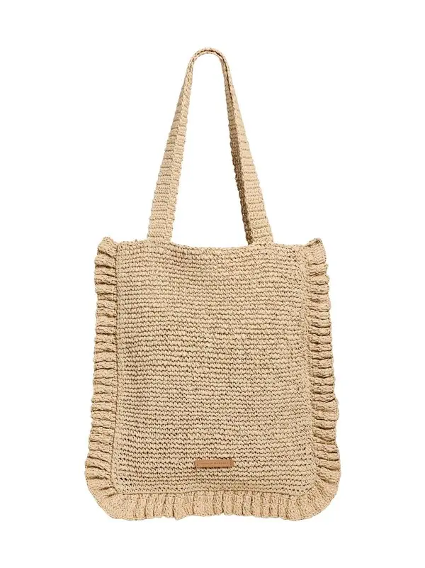 LOEFFLER RANDALL Justine Crochet Ruffle Tote - Natural